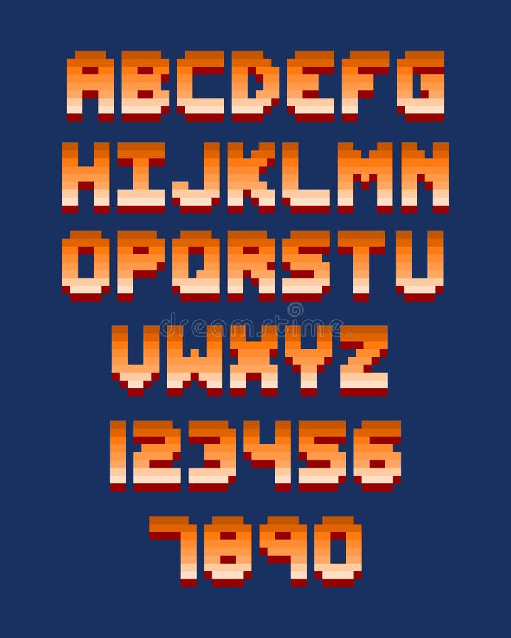 Pixel Retro Font Computer Game Design Vector Illustration Stock Vector ...