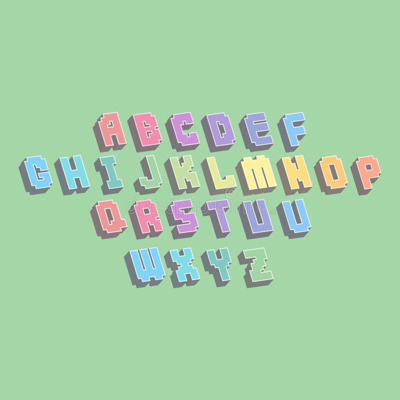 Pixel Retro Font Video Computer Game Design 8 Bit Letters Electronic ...