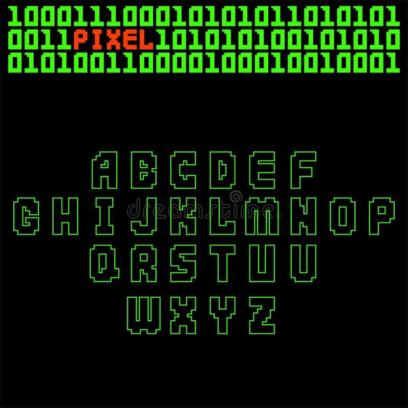 Pixel Retro Font Video Computer Game Design 8 Bit Letters Electronic ...