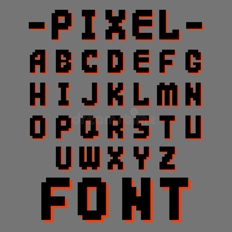 Pixel Retro Font Video Computer Game Design 8 Bit Letters Electronic ...
