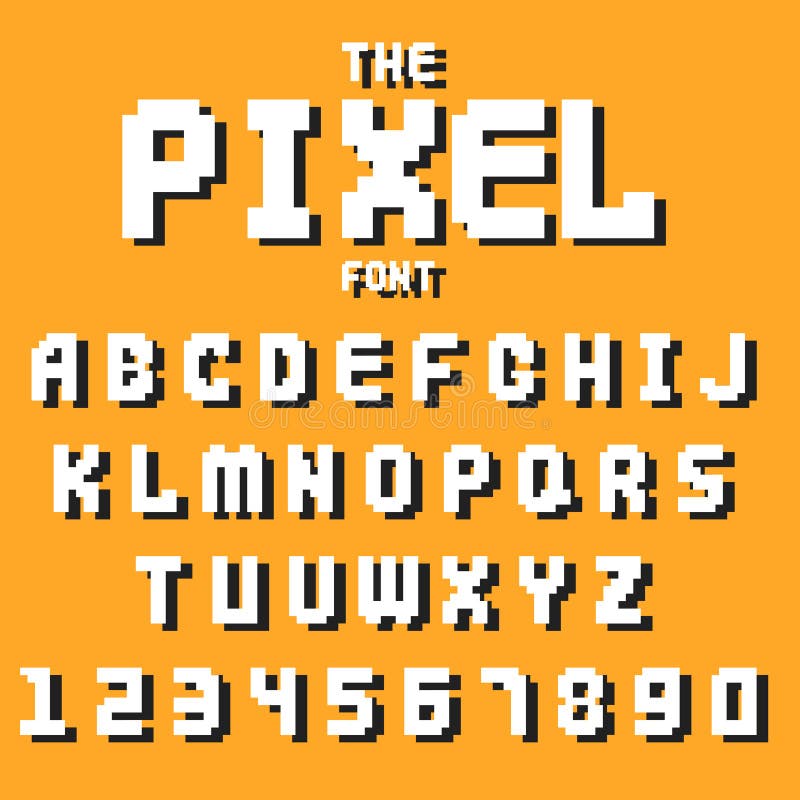Pixel Retro Font Video Computer Game Design 8 Bit Letters Electronic ...