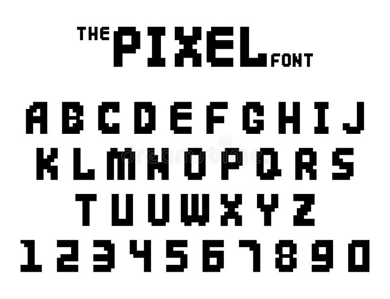 Pixel Retro Font Video Computer Game Design 8 Bit Letters Electronic ...