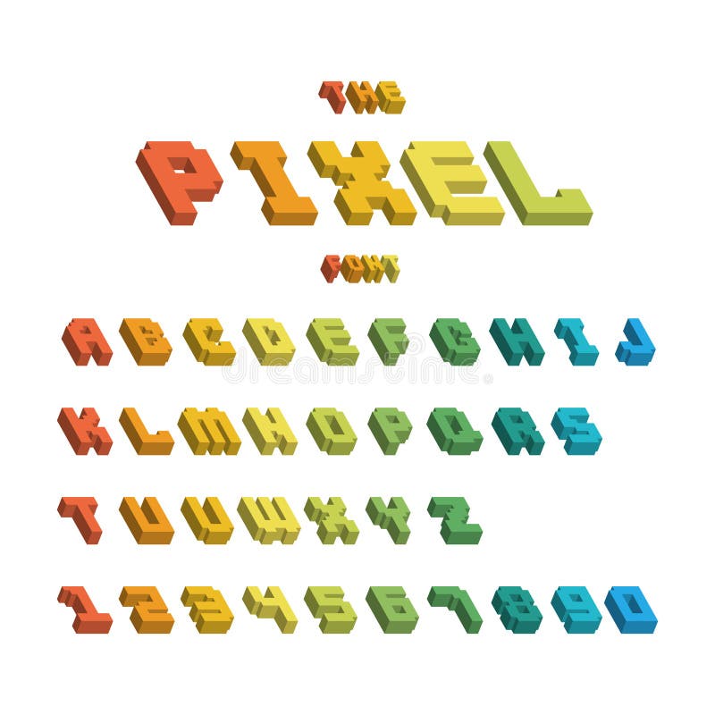 Pixel Retro Font Video Computer Game Design 8 Bit Letters Numbers ...
