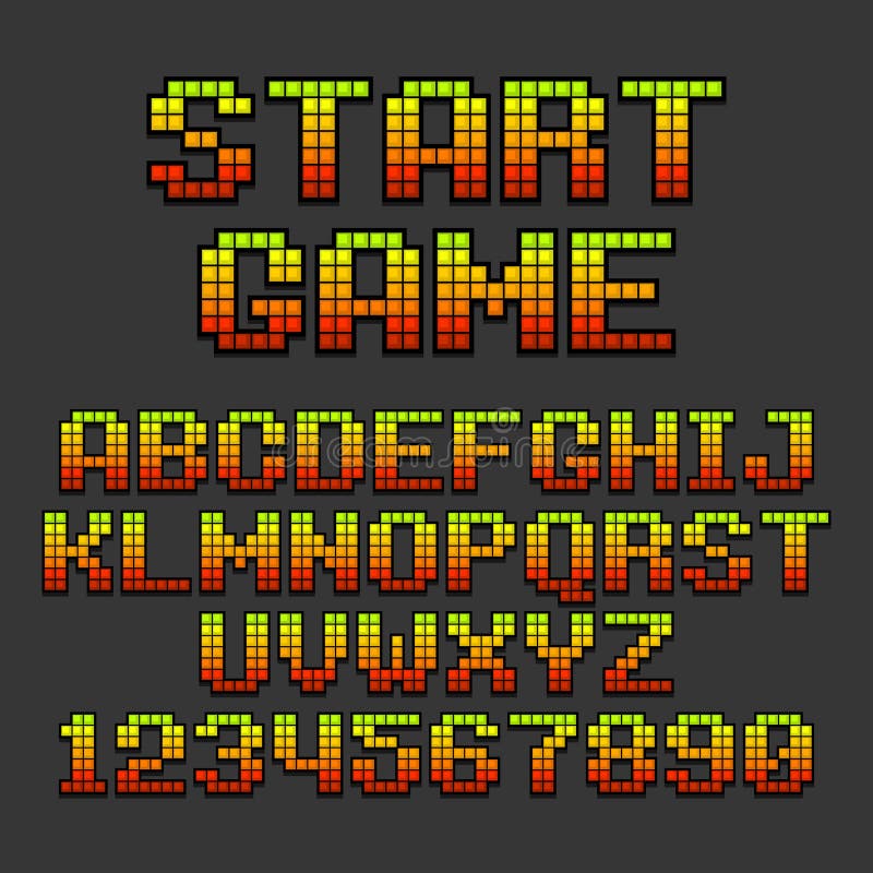 Pixel Retro Style Video Game Font. Vector Stock Vector - Illustration ...