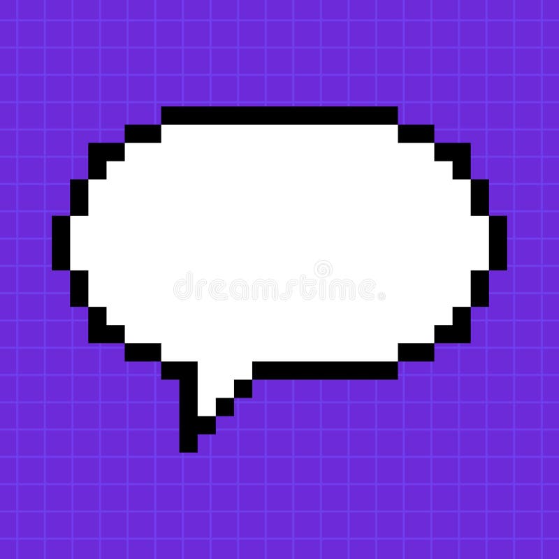 Pixel Rounded Dialog Box on a Bright Purple Background. Stock ...