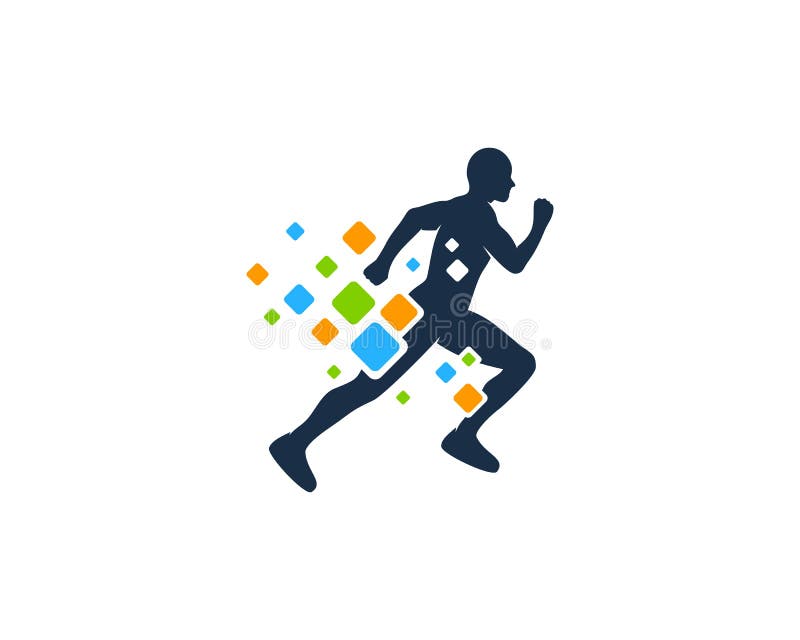 Pixel Run Logo Icon Design stock vector. Illustration of network ...