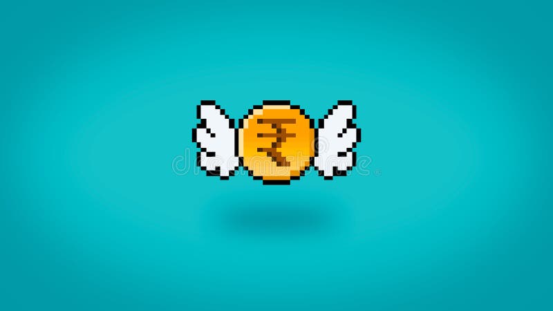 Pixel Rupee Coin with Wings Background - High Res 8 Bit Wallpaper Stock ...