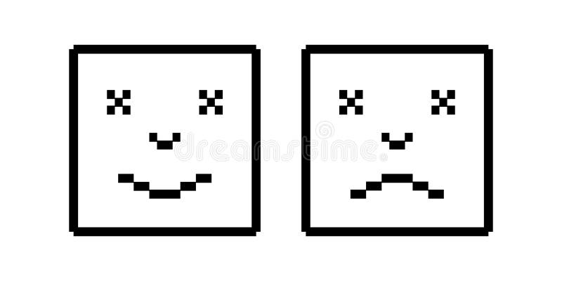 Pixel Sad and Happy Linear Vector Square Faces Stock Vector ...