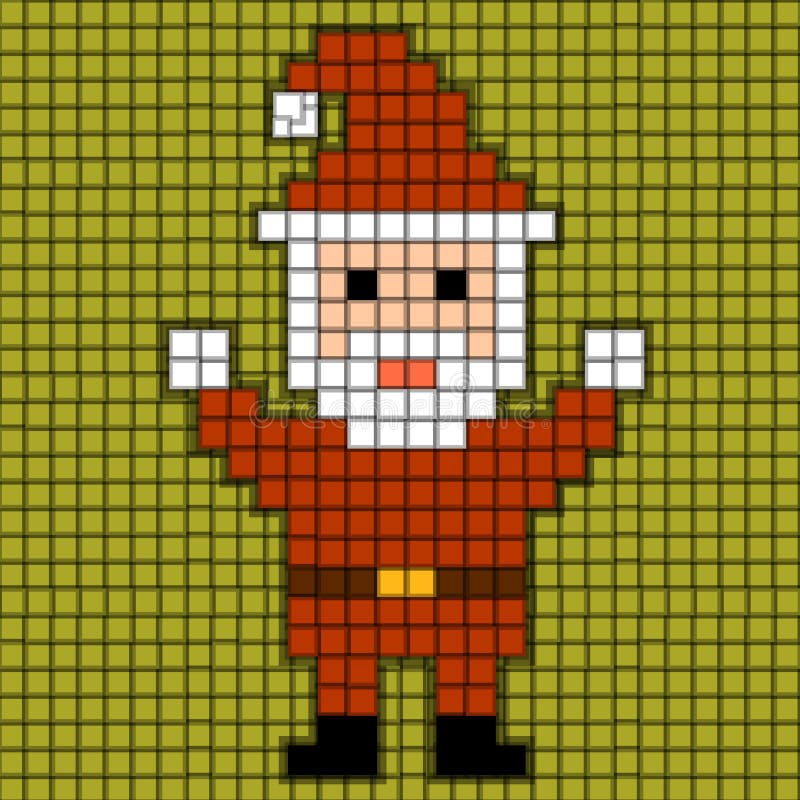 Pixel Santa. Christmas Theme. Stock Illustration - Illustration of ...
