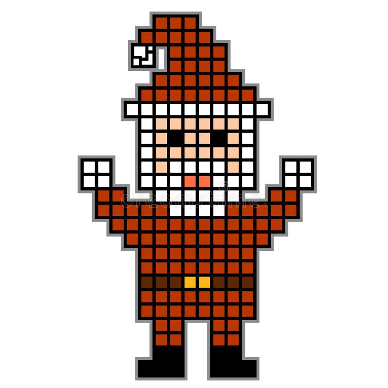 Pixel Santa. Christmas Theme Stock Illustration - Illustration of tree ...