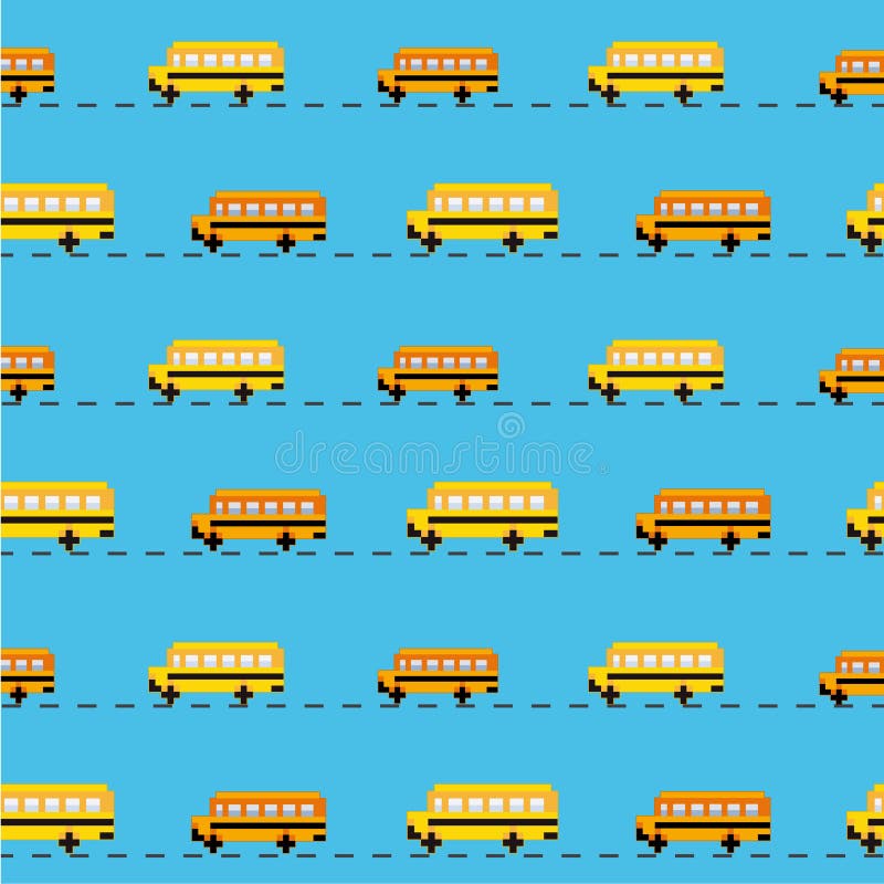 Pixel School Bus Background Stock Vector - Illustration of funny ...
