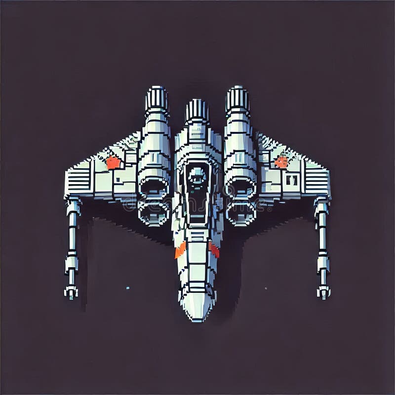 Pixel Sci-Fi Starfighter stock illustration. Illustration of advanced ...