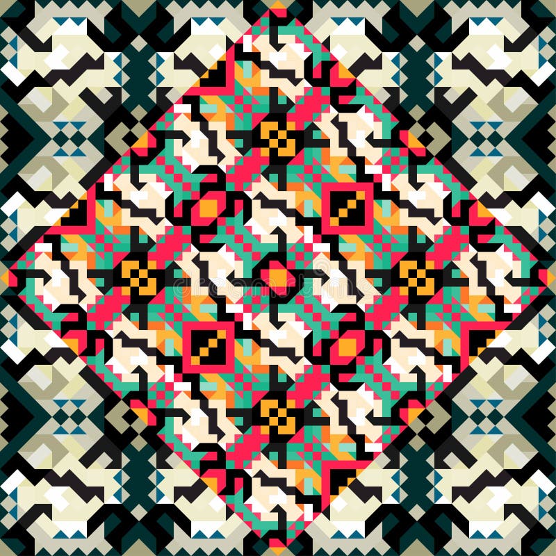 Pixel Color Abstract Geometric Seamless Pattern Stock Vector ...