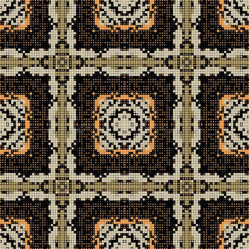 Mosaic Colorful Seamless Pattern. Digital Pixel Style Ornamental Vector ...