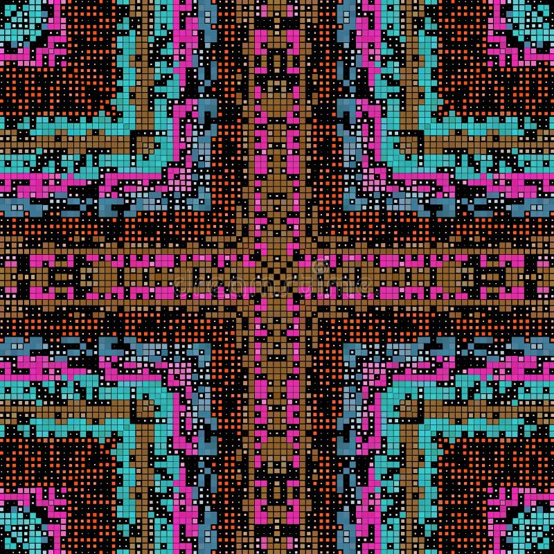 Mosaic Halftone Squares Seamless Pattern. Digital Pixel Style ...