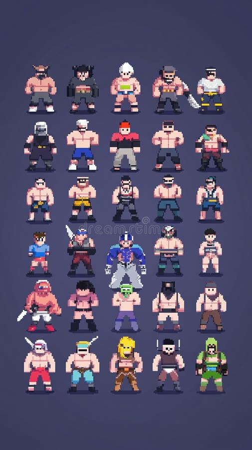 Pixel Art Arcade Game Set with Characters Coins and Enemy Sprites ...