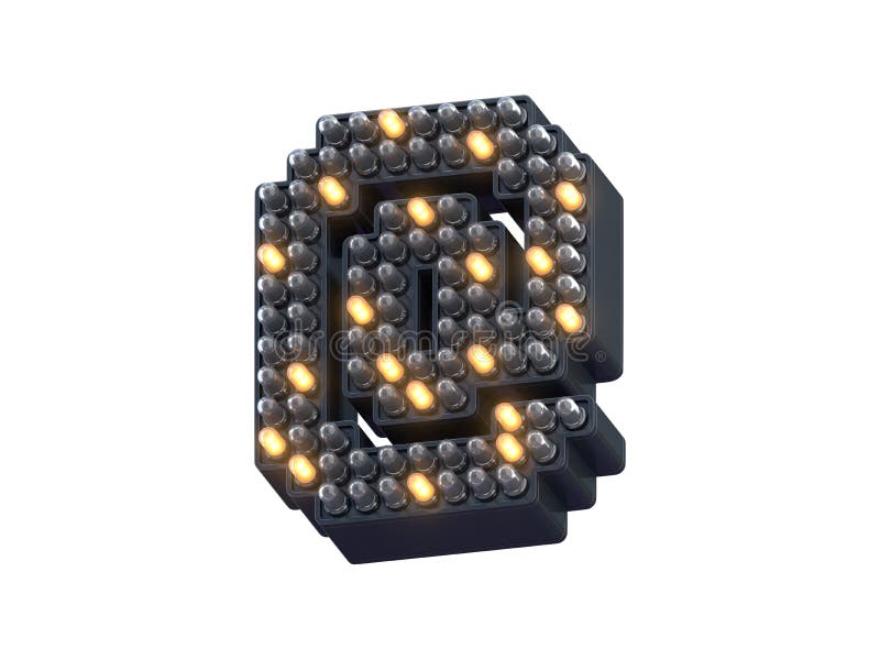 Pixel Shape LED Light Font. Stock Illustration - Illustration of light ...