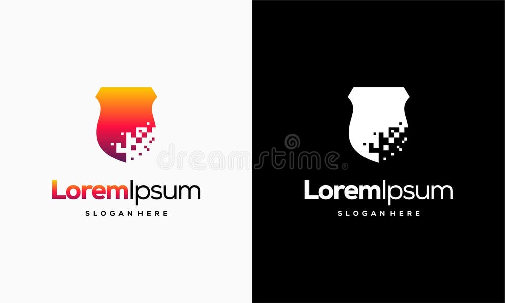 Pixel Shield Logo Designs Concept Vector, Elegant Technology Secure ...