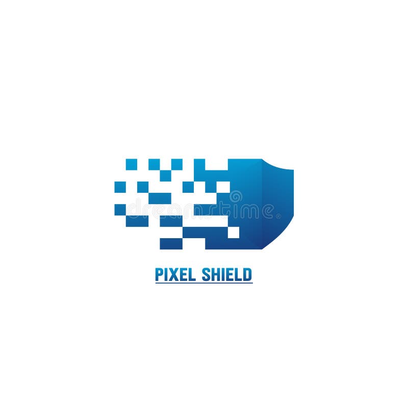 Pixel Shield Logo Inspirations, Digital Shield Logo Concept Stock ...