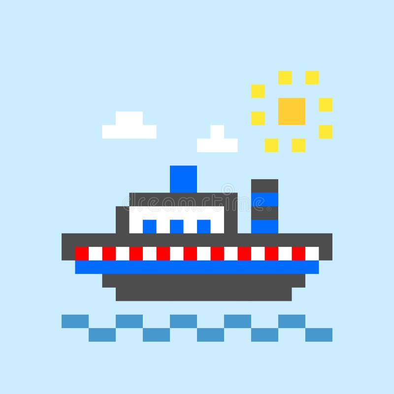 Pixel ship image 8 bit stock vector. Illustration of pattern - 223669606