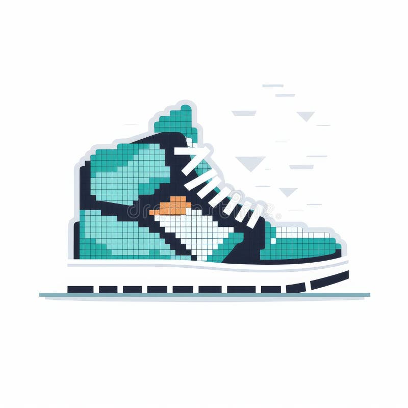 Pixel Shoe Icon Design on White Background Stock Image - Image of ...