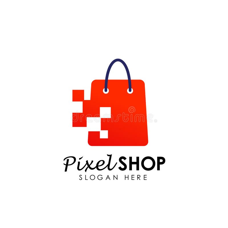 Pixel Shop Logo Design Template. Shopping Logo Design Stock Stock ...
