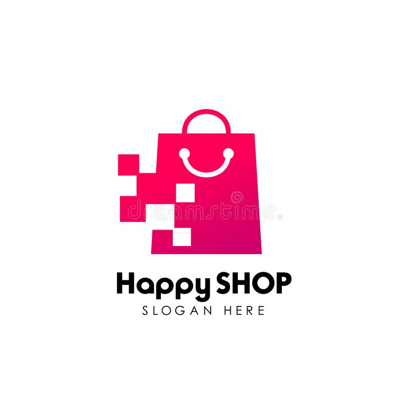 Pixel Shop Logo Design Template. Shopping Logo Design Stock Stock ...