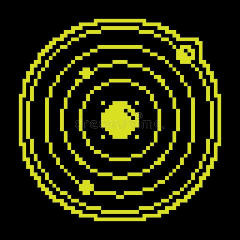 Pixel Silhouette Icon. Abstract Model of Solar System Stock Vector ...