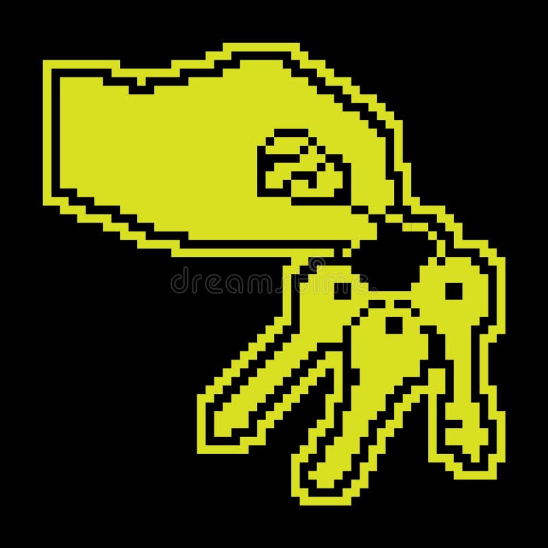 Pixel Silhouette Icon. Hand of Admin Holds Bunch of Metal Key of Lock ...