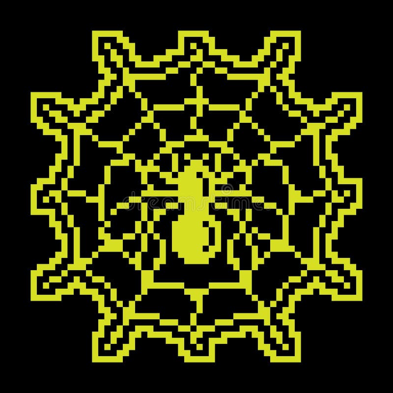 Pixel Silhouette Icon. Spider Web Withblack Spider in Center. Design ...