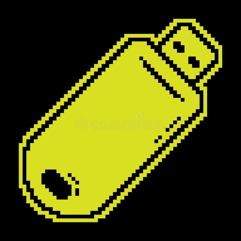 Pixel Silhouette Icon. USB Flash Drive, USB Memory Card. Storage of ...