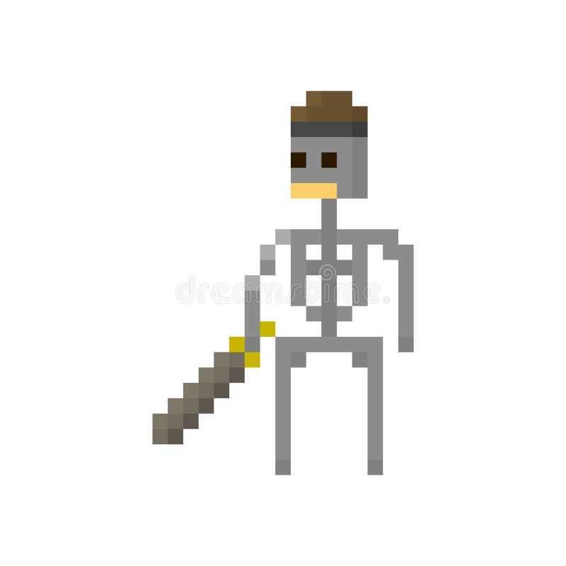 Pixel skeleton warrior stock vector. Illustration of retro - 95957145