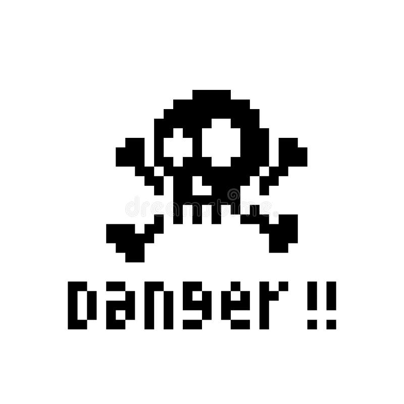 Pixel Skull with Danger Text Stock Vector - Illustration of abstract ...