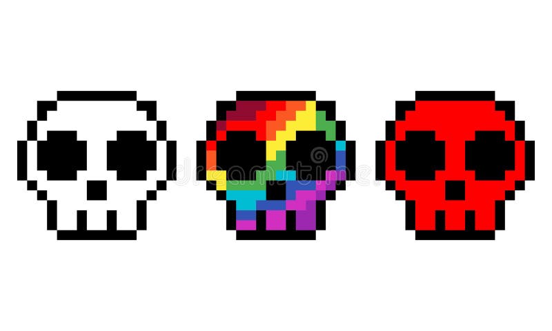 Pixel Skull Set Image 8 Bit Stock Vector - Illustration of flat ...