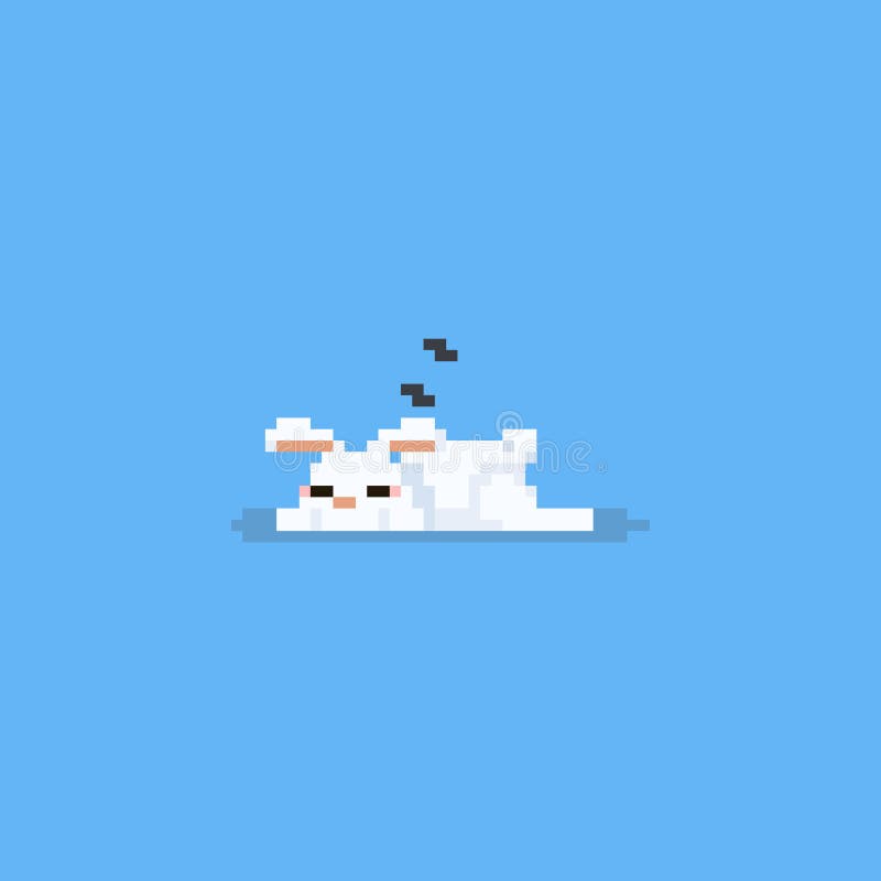 Pixel Sleeping White Rabbit.Easter.8bit. Stock Illustration ...
