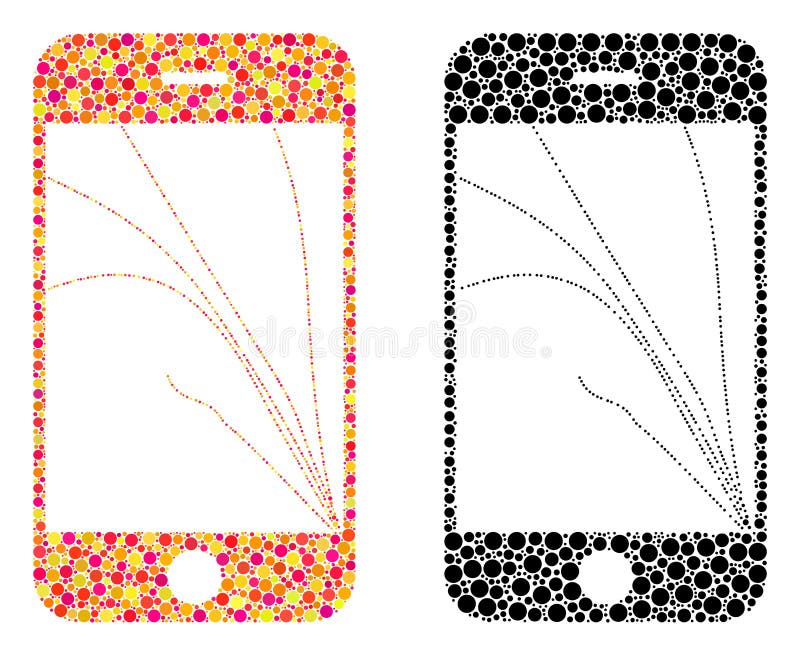 Pixel Smartphone Screen Cracks Mosaic Icons Stock Vector - Illustration ...