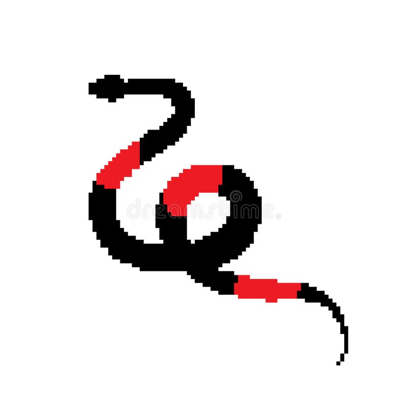 Pixel Snake Icon, 8 Bit Viper Symbol, Retro Style Computing Serpent ...