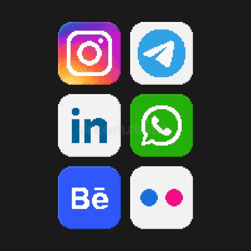 Pixel Social Media Icon Set 1 Editorial Photography - Illustration of ...