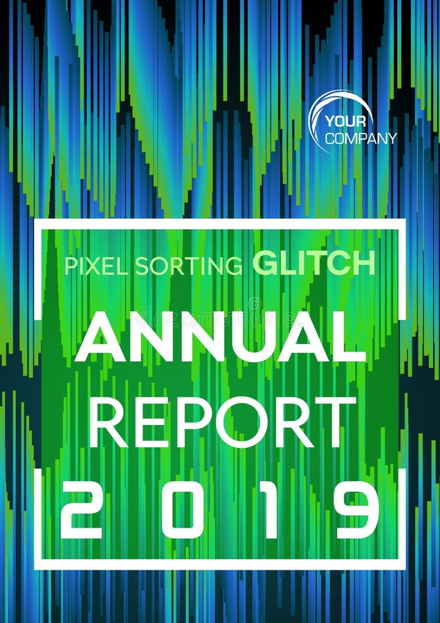 Pixel Sorting Glitch Style in Green and Blue Color. Annual Report ...