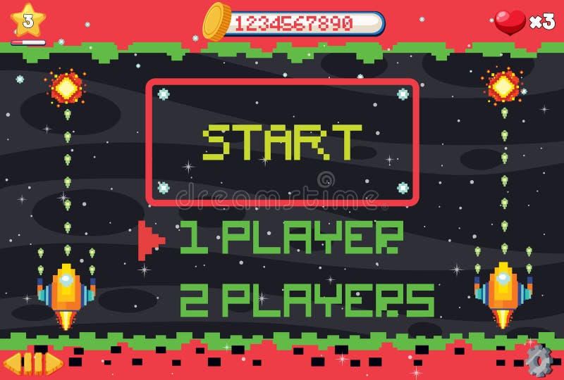 Pixel Space Game Interface with Start Button Stock Vector ... Pixel Space Game Interface with Start Button Stock Vector ...
