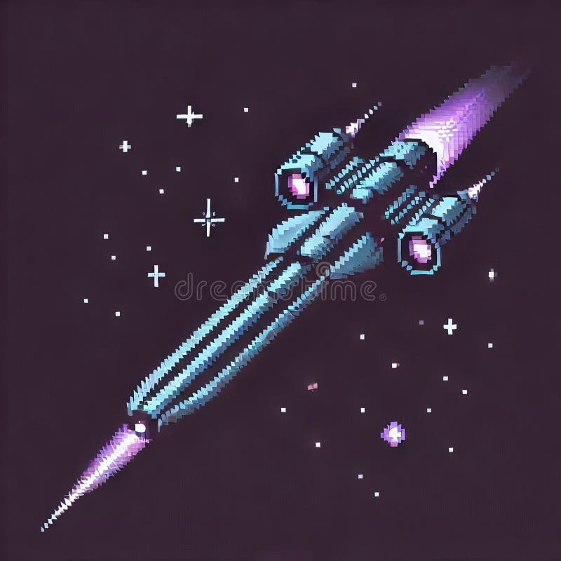 Pixel Space Interceptor stock illustration. Illustration of pixelart ...
