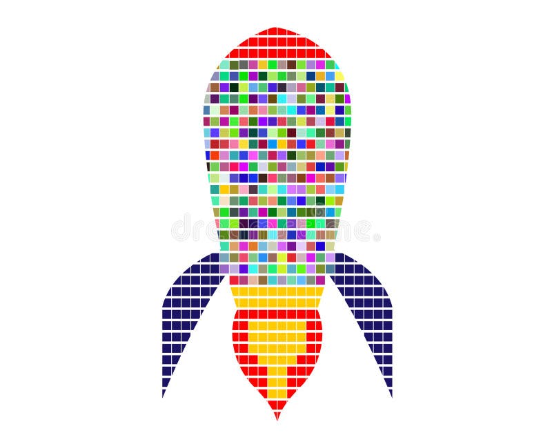 Pixel space rocket stock vector. Illustration of technology - 103658504