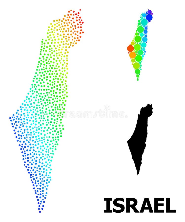 Vector Rainbow Colored Dotted Map of Israel Stock Vector - Illustration ...