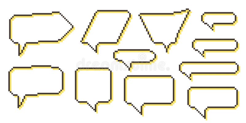 Pixel Speech Bubble Collection Chart Dialogue Boxes. Retro Game 8 Bit ...