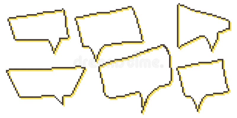 Pixel Speech Bubble Collection Chart Dialogue Boxes. Retro Game 8 Bit ...