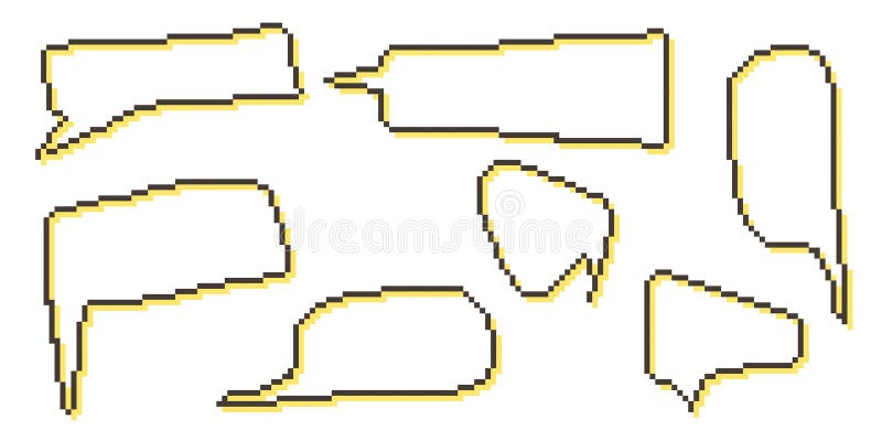 Pixel Speech Bubble Collection Chart Dialogue Boxes. Retro Game 8 Bit ...