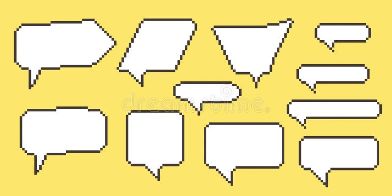 Pixel Speech Bubble Collection Chart Dialogue Boxes. Retro Game 8 Bit ...