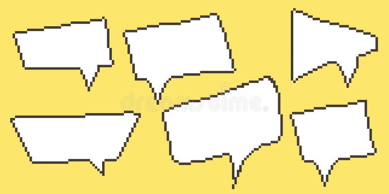 Pixel Speech Bubble Collection Chart Dialogue Boxes. Retro Game 8 Bit ...
