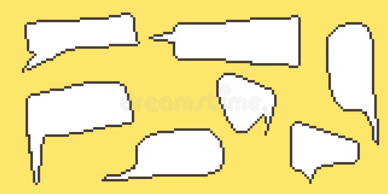 Pixel Speech Bubble Collection Chart Dialogue Boxes. Retro Game 8 Bit ...