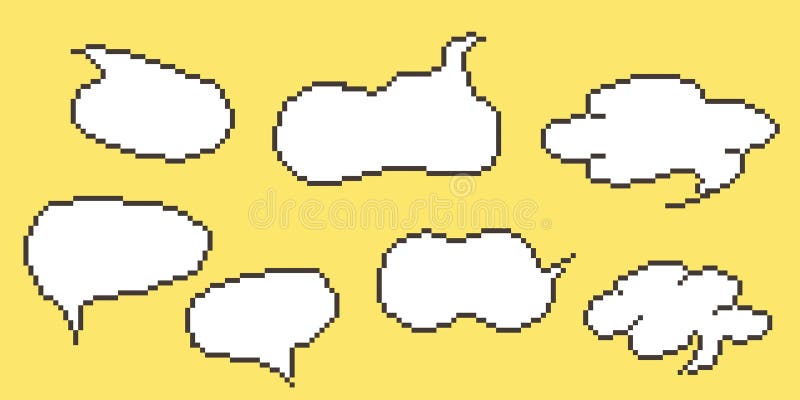 Pixel Speech Bubble Collection Chart Dialogue Boxes. Retro Game 8 Bit ...